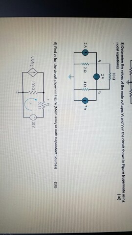Solved Determine the values of the node voltages V_1 and V_2 | Chegg.com