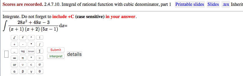 Solved Integral of rational function with cubic denominator, | Chegg.com