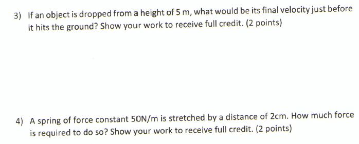Solved If an object is dropped from a height of 5 m, what | Chegg.com