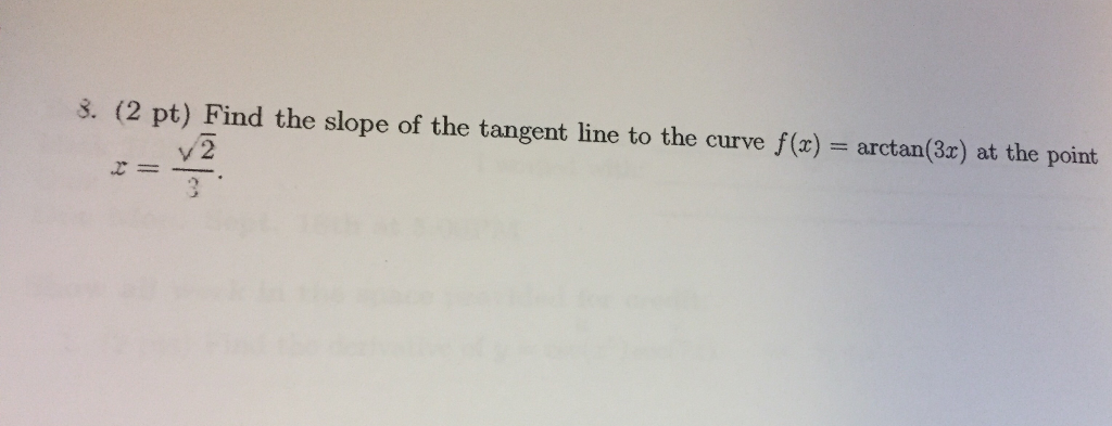 Solved Find the slope of the tangent line to the curve f(x) | Chegg.com