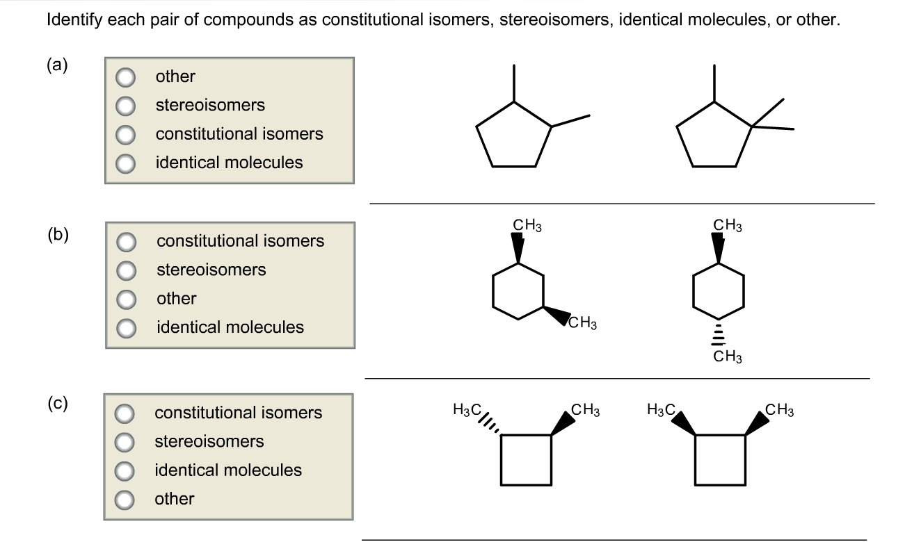 Solved Identify each pair of compounds as constitutional | Chegg.com