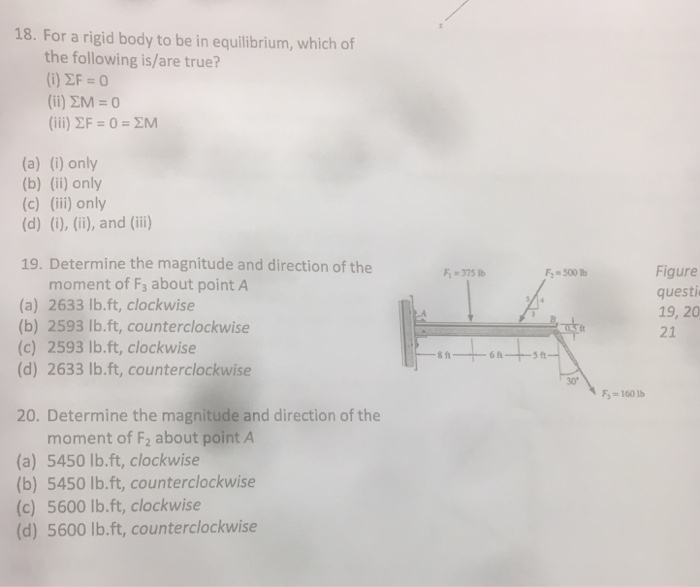 Solved For a rigid body to be in equilibrium, which of the | Chegg.com