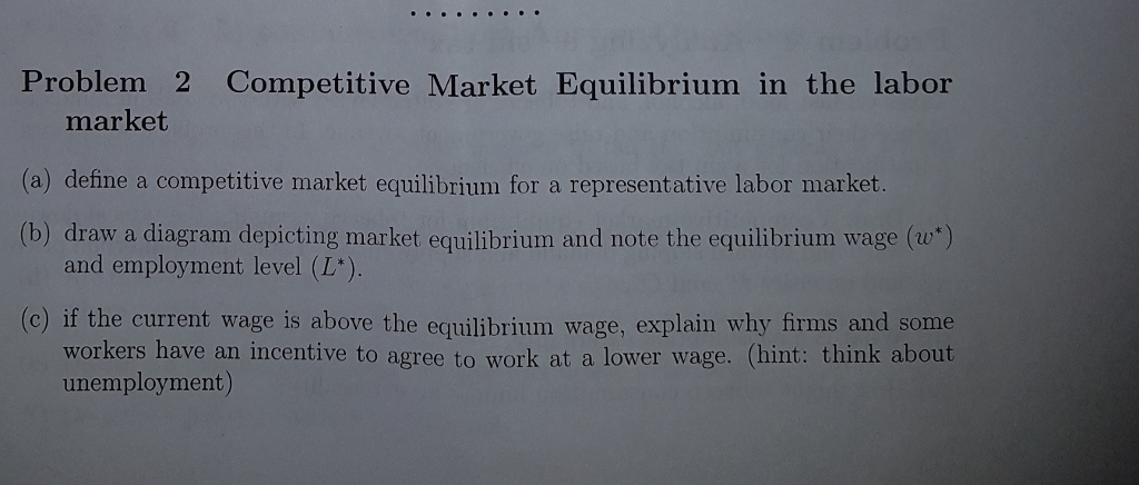 Solved Problem 2 Competitive Market Equilibrium in the labor | Chegg.com