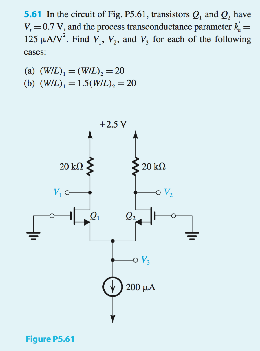 Solved In the circuit of Fig. P5.61, transistors Q_1 and Q_2 | Chegg.com