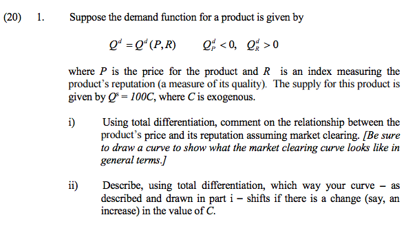 Solved Suppose the demand function for a product is given by | Chegg.com