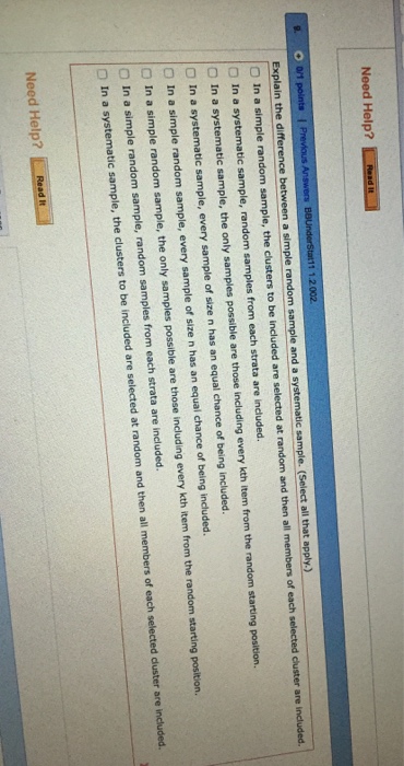 Solved Explain the difference between a simple random sample | Chegg.com