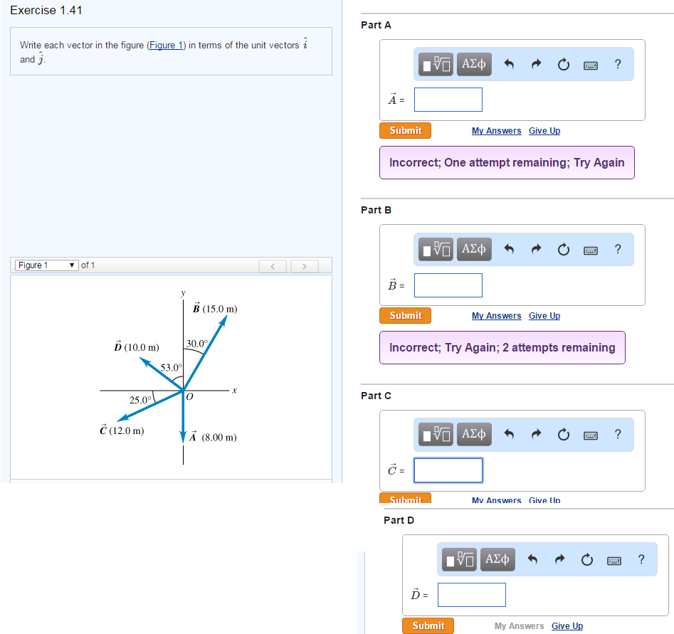 Solved Exercise 1.41 Write each vector in the figure (Figure | Chegg.com