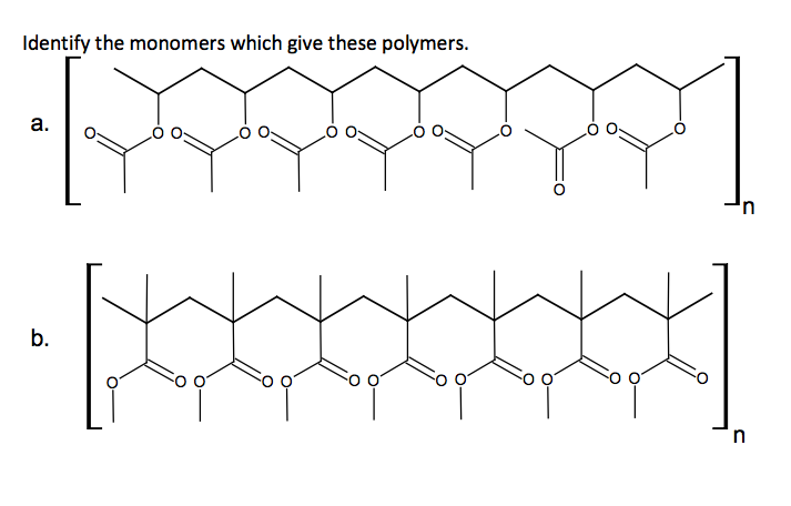 Solved Identify the monomers which give these polymers. | Chegg.com