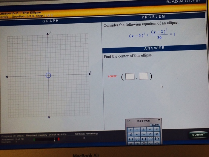 Solved Lesson 6.2 - The Ellipse Certify : Question 3 of 8, | Chegg.com