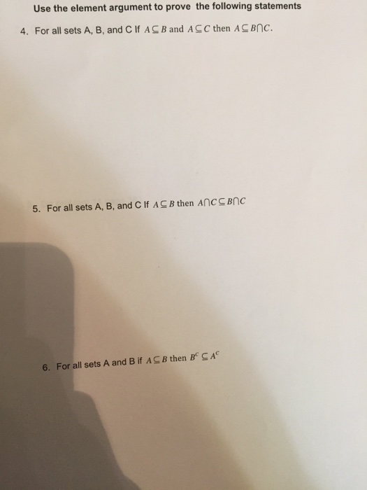 Solved For all sets A, B. and C If A B and A C then A B | Chegg.com
