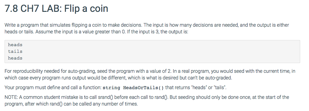 Solved 78 Ch7 Lab Flip A Coin Write A Program That 2560