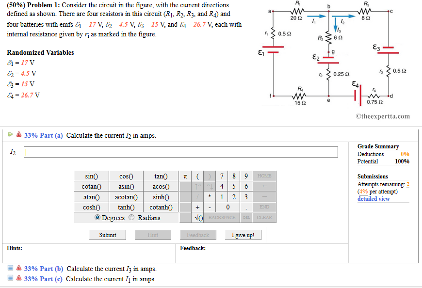 Solved (50%) Problem i: Consider the circuit in the figure, | Chegg.com