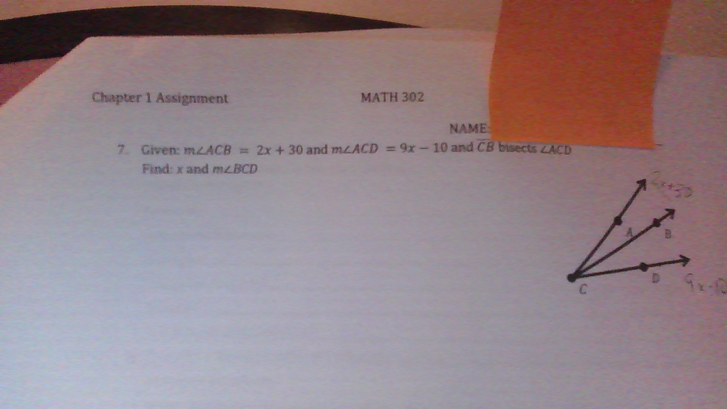 Solved Chapter 1 Assignment MATH 302 NAME 7 2x + 30 and 1nLA | Chegg.com