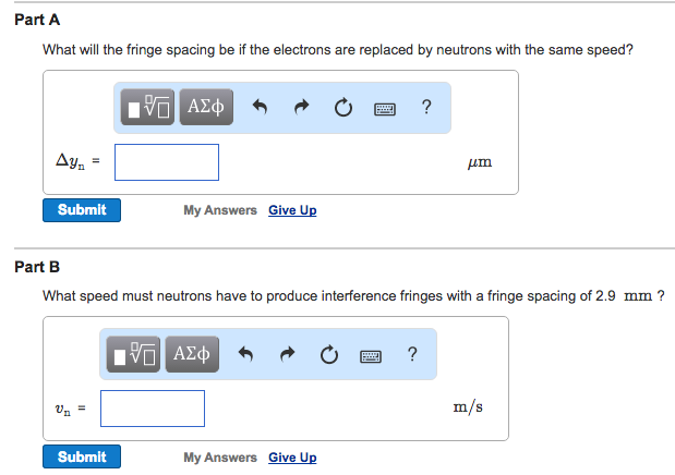 Solved Part A What will the fringe spacing be if the | Chegg.com