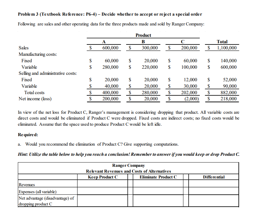 Solved Problem 3 (Textbook Reference: P6-4) - Decide whether | Chegg.com