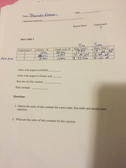 Solved Laboratory Instructor Report Sheet Experiment Data | Chegg.com Solved Laboratory Instructor Report Sheet Experiment Data | Chegg.com