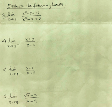 Solved Evaluate the following limits: lim_x rightarrow 1 | Chegg.com