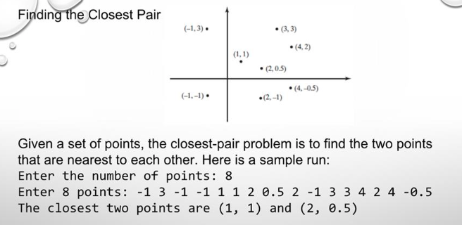 Solved Finding the Closest Pair (3,3 (4,2) (2,05 Given a set | Chegg.com