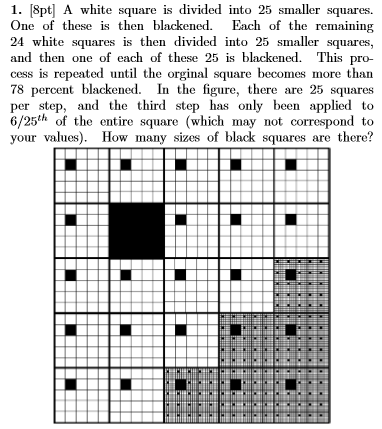 Solved 1·8pt] A white square is divided into 25 smaller | Chegg.com