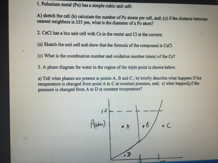 Solved 1. Polonium metal (Po) has a simple cubic unit cell: | Chegg.com