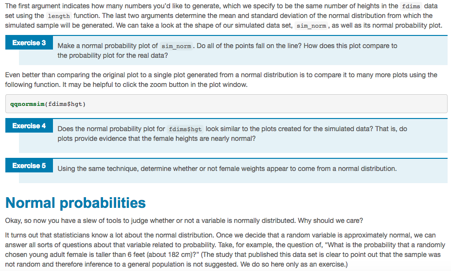 The normal distribution In this lab we'll investigate | Chegg.com