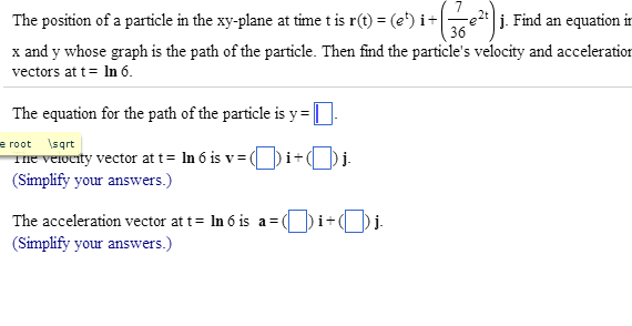 Solved The position of a particle in the xy-plane at time t | Chegg.com