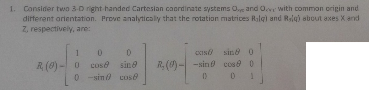 Solved Consider two 3-D right-handed Cartesian coordinate | Chegg.com