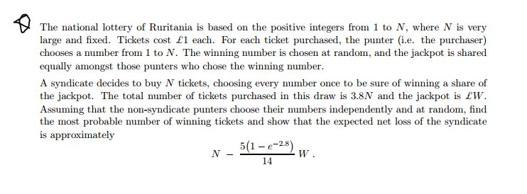 Solved The national lottery of Ruritania is based on the | Chegg.com