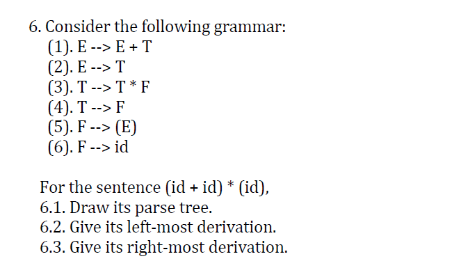 6. Consider the following grammar: For the sentence | Chegg.com
