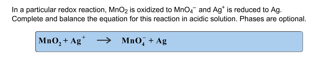 Solved In a particular redox reaction, MnO2 is oxidized to | Chegg.com