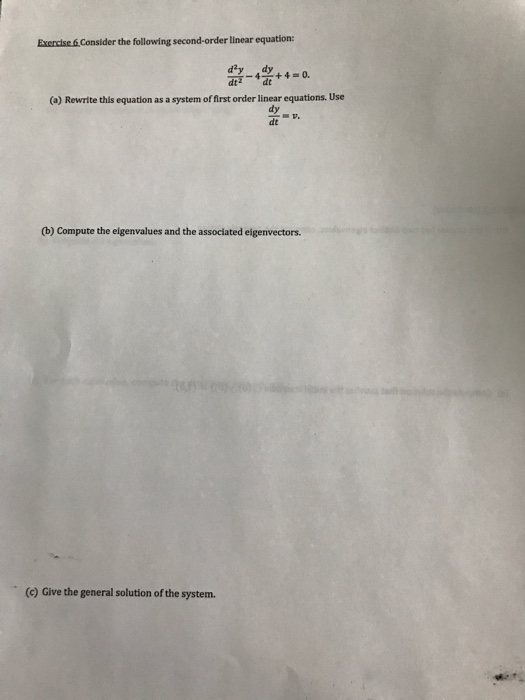 Solved Consider The Following Second Order Linear Equation