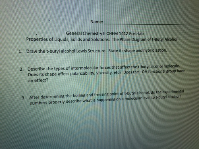 Solved Draw the t-butyl alcohol Lewis Structure. State its | Chegg.com