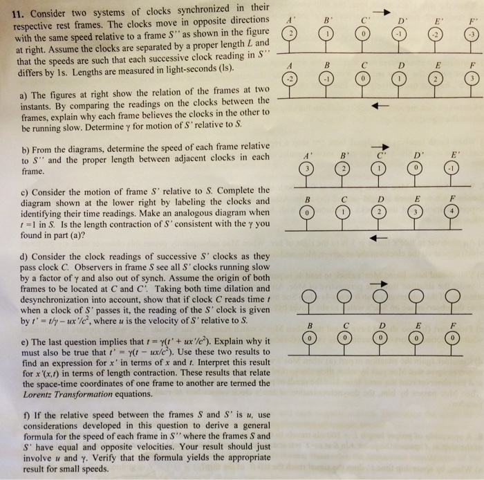 11 Consider Two Systems Of Clocks Synchronized In 