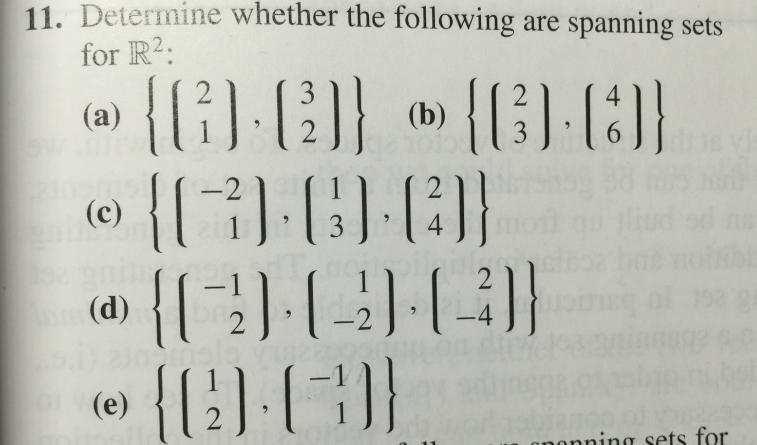 Solved Determine Whether The Following Are Spanning Sets {[2
