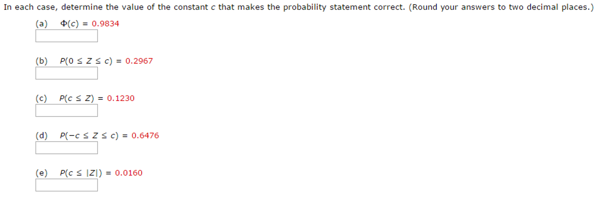 Solved In each case, determine the value of the constant c | Chegg.com