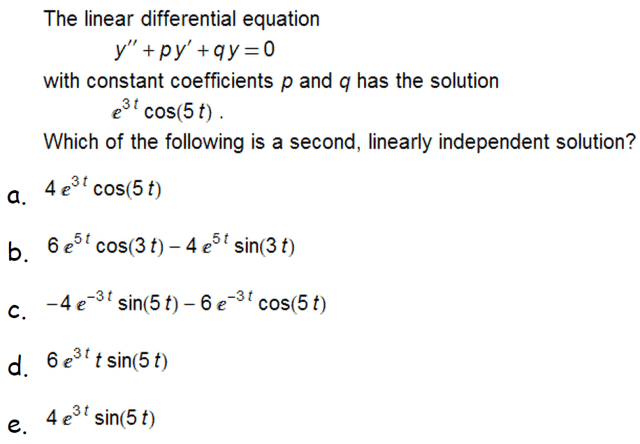 Solved The linear differential equation y" + py' + qy = 0 | Chegg.com