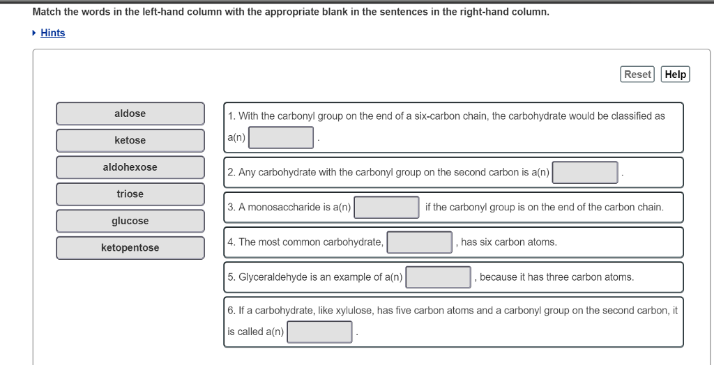 Solved Match the words in the left-hand column with the | Chegg.com