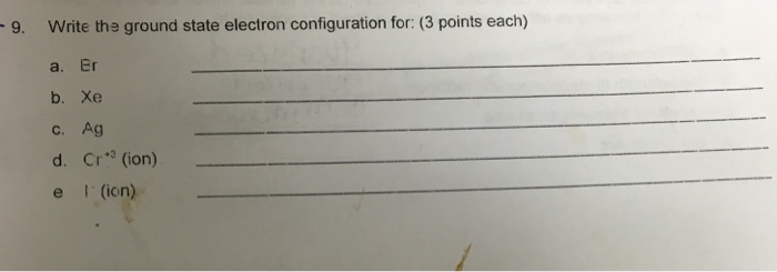 Solved Write The Ground State Electron Configuration For