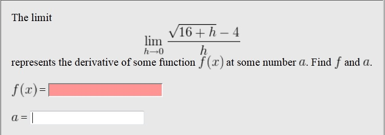 Solved The limit lim h rightarrow 0 -4/h represents the | Chegg.com