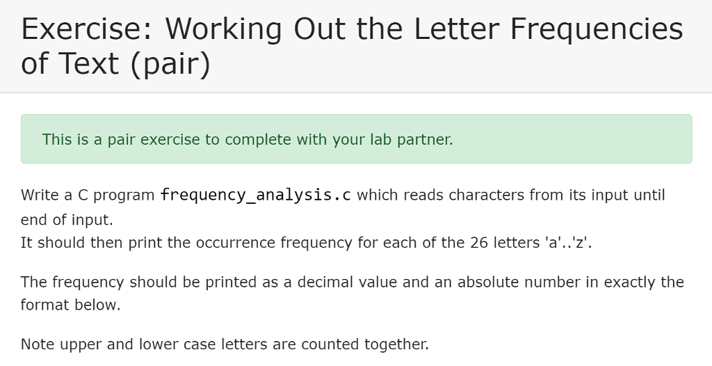 Solved Exercise: Working Out the Letter Frequencies of Text | Chegg.com