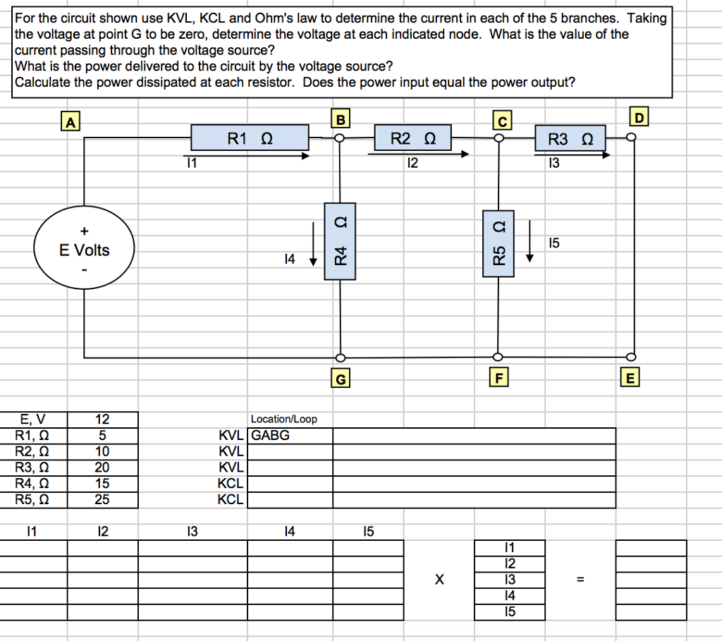 Solved For the circuit shown use KVL, KCL and Ohm's law to | Chegg.com