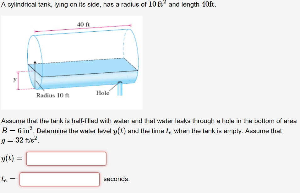 Solved A cylindrical tank, lying on its side, has a radius | Chegg.com