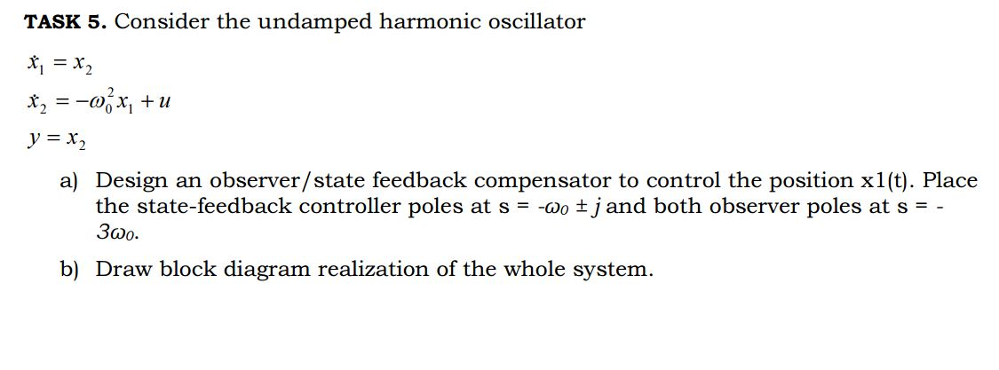 Solved TASK 5. Consider the undamped harmonic oscillator x, | Chegg.com