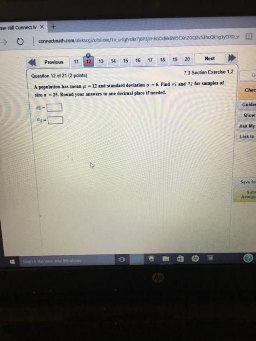 Solved A population has mean mu = 12 and standard deviation | Chegg.com