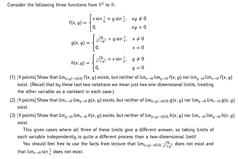 Solved Consider the following three functions from R2 to R: | Chegg.com