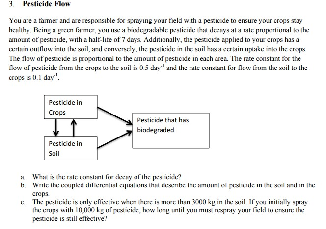 Solved 3. Pesticide Flow You are a farmer and are | Chegg.com