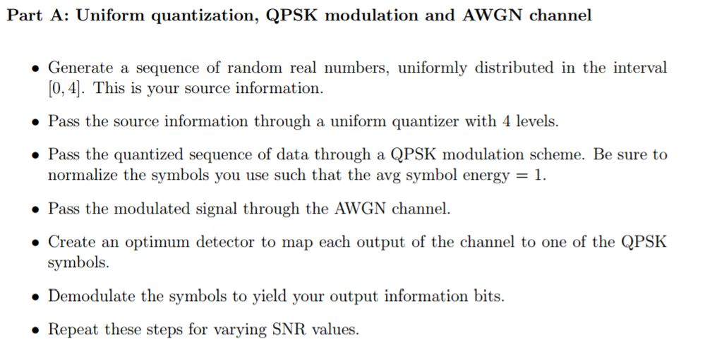 Solved Uniform quantization, QPSK modulation and AWGN | Chegg.com