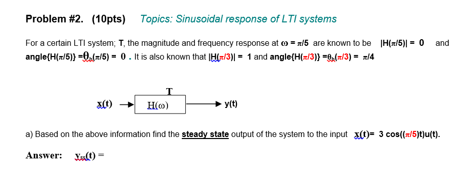 Solved For a certain LTI system; T, the magnitude and | Chegg.com