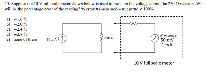 Solved 15. Suppose the 10 V full scale meter shown below is | Chegg.com
