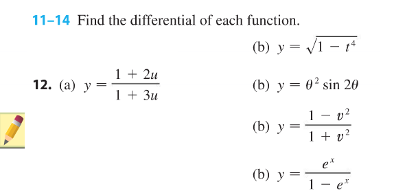 Solved Find the differential of each function. y = 1 + 2u/1 | Chegg.com